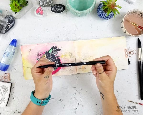 How To Create an Easy Watercolor Art Journal Page | Page Flutter